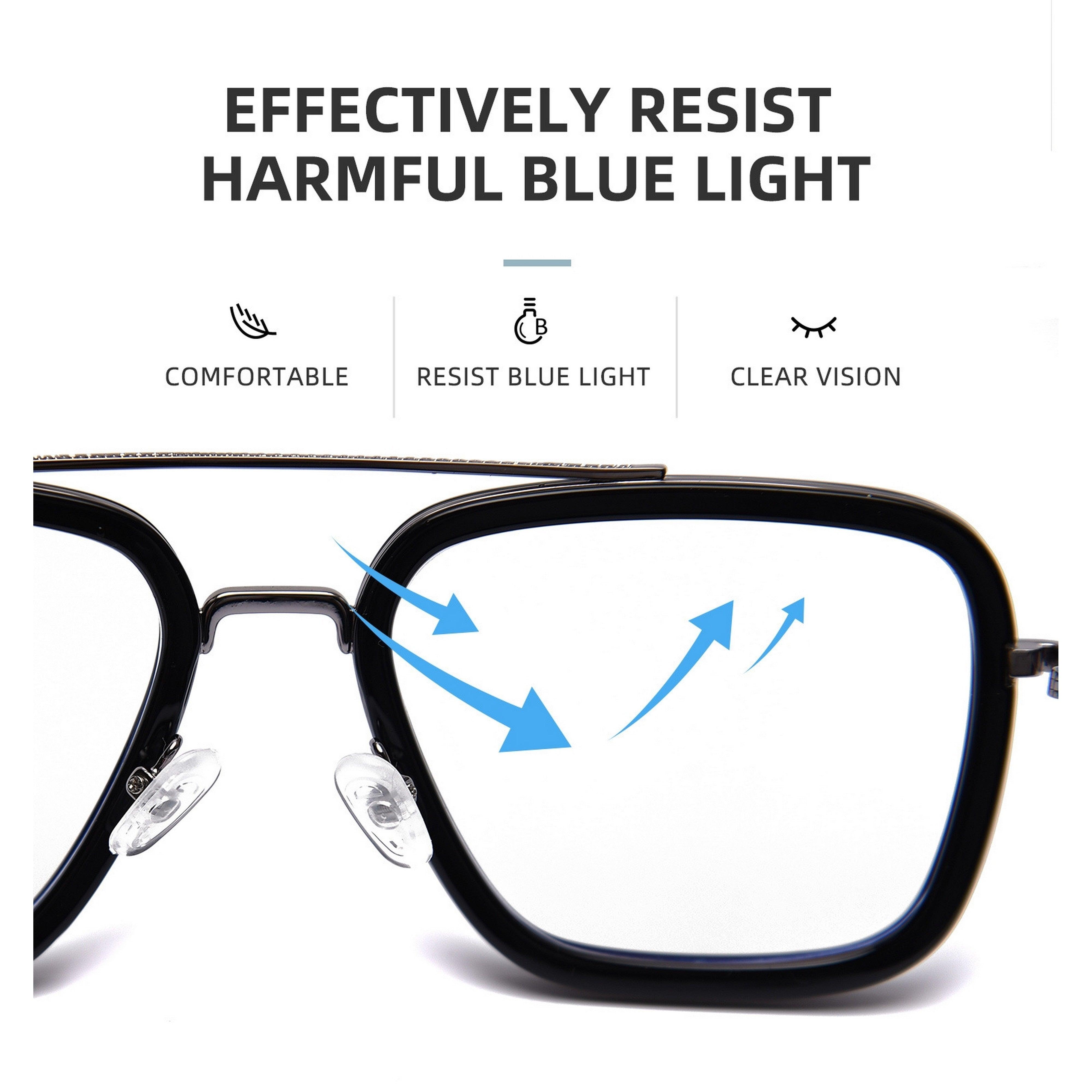 Dervin Blue Light Blocking Blue Cut Zero Power anti-glare Retro Square