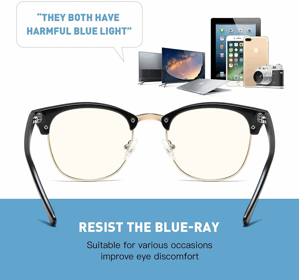 Dervin Blue Light Blocking Blue Cut Zero Power anti-glare Square Eyegl
